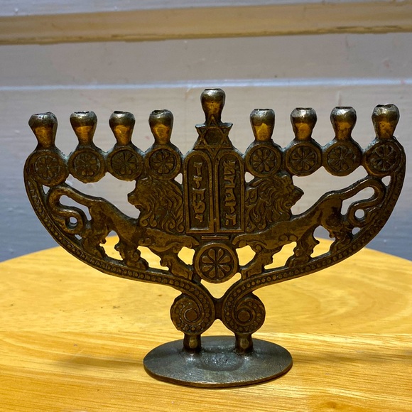 Accents | Vintage Brass Lion Menorah | Poshmark